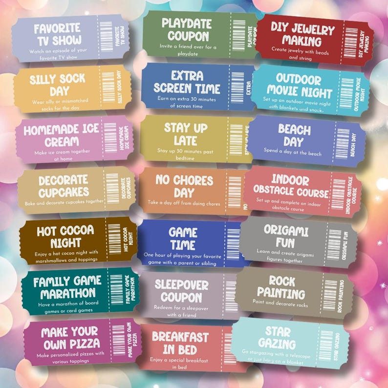 Kids Reward Coupons Printable Reward Cards Positive Behavior Rewards ...