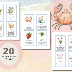 SUMMER Movement Cards, Summer Flash Cards, Calming Corner Activity ...