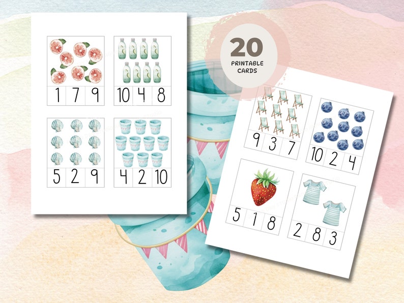 SUMMER Count and Clip Cards Number 1-10, Printable Activity Number ...
