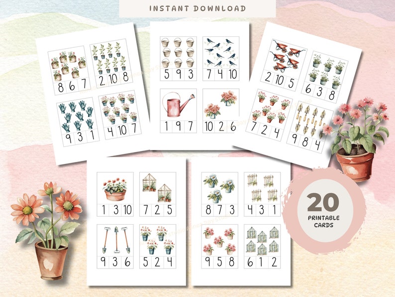SPRING Garden Count and Clip Cards Number 1-10, Printable Activity ...