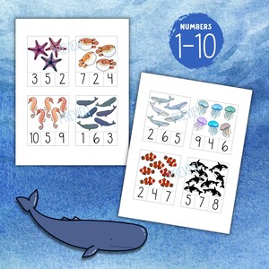 Sealife Count and Clip Cards 1-10: Montessori Math Activity (PDF) - Etsy