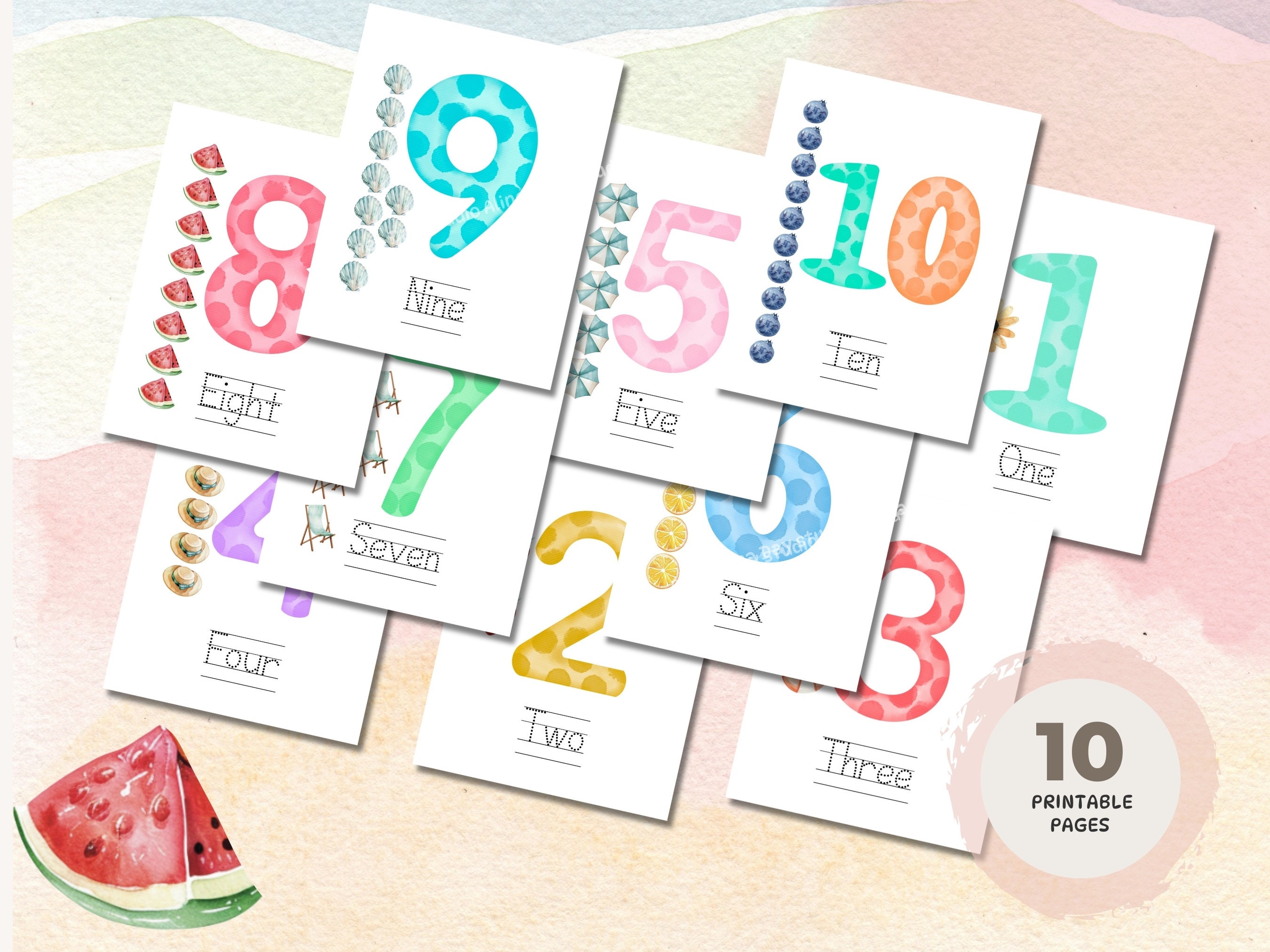 SUMMER Classroom Decoration Numbers 1-10, Early Counting Classroom ...