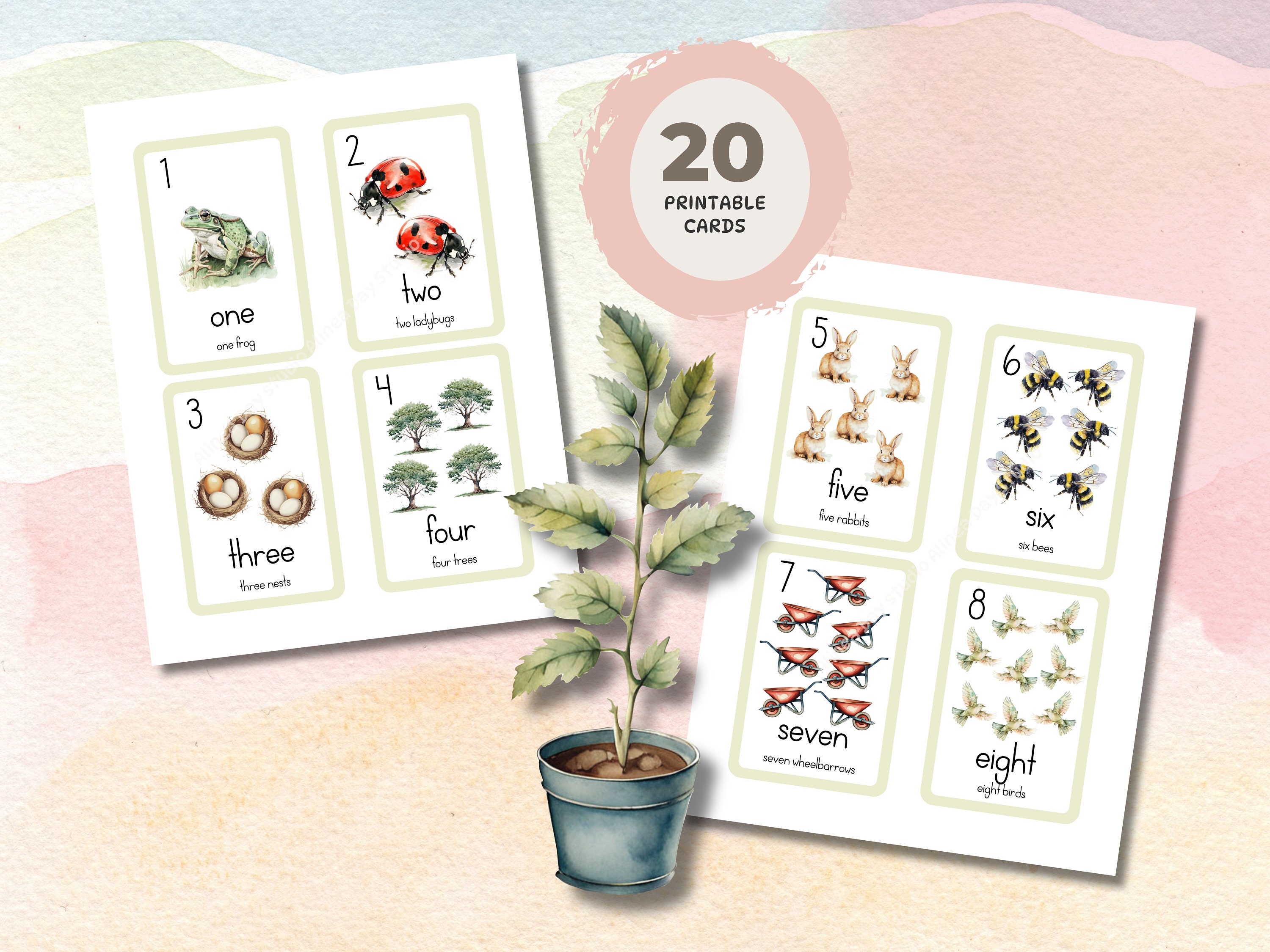 1-20 Garden Counting Cards, Printable Activity Number Cards, Early ...