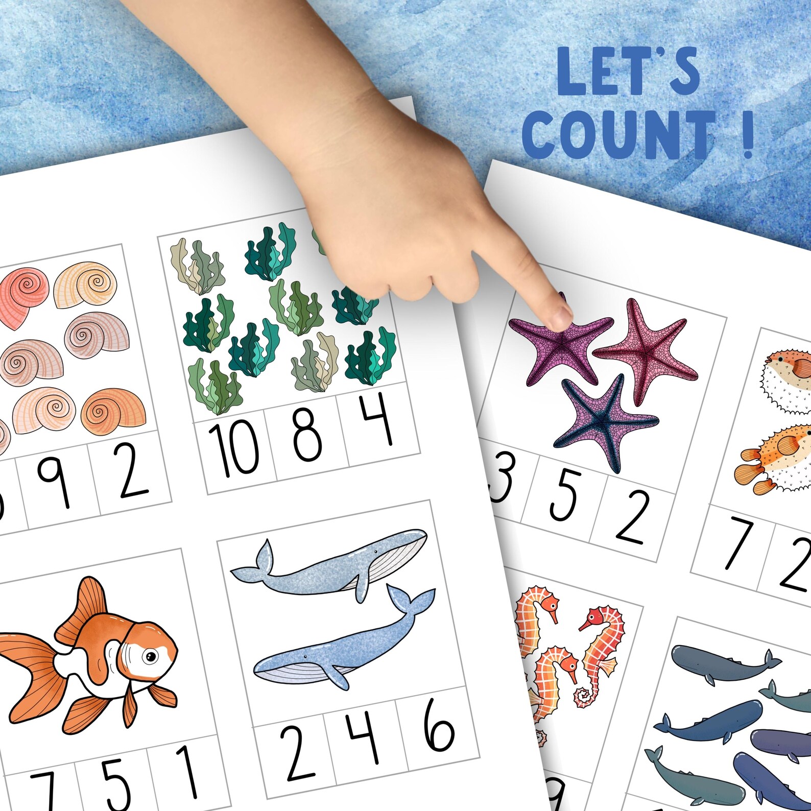 Sealife Count and Clip Cards 1-10: Montessori Math Activity (PDF) - Etsy