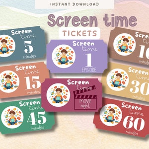 Screen Time Tickets, Printable Reward Coupons for Kids, Kids Screen ...