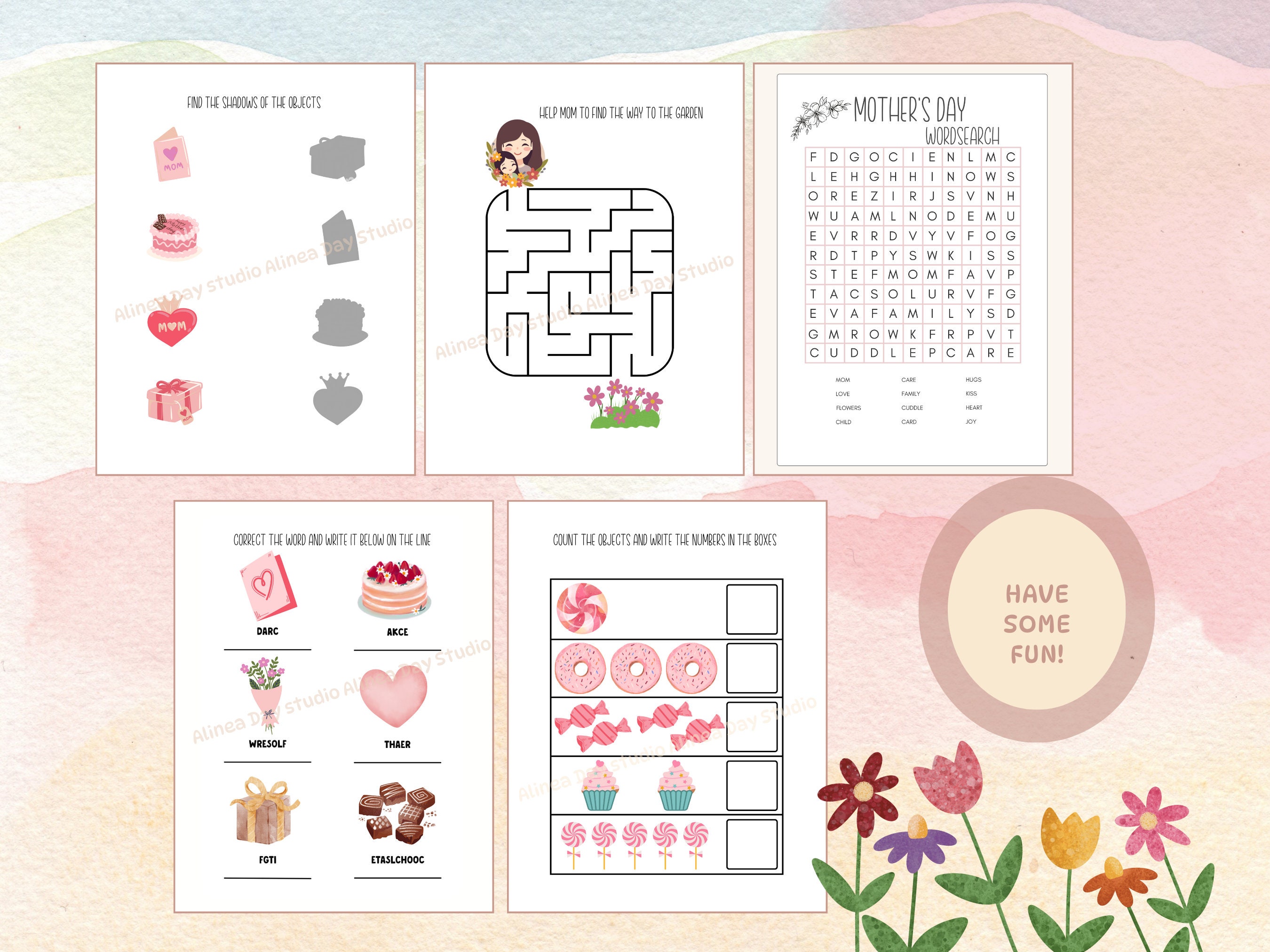 30 Pages Mother's Day Activity Workbook, Printable Bundle Mothers Day ...