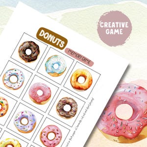 Donuts Memory Game: Printable Matching Cards for Kids (PDF) - Etsy