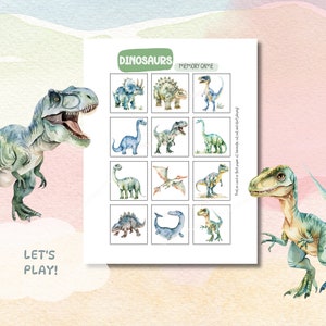 Dinosaurs Memory Game, Fun Matching Cards for Kids, Educational ...