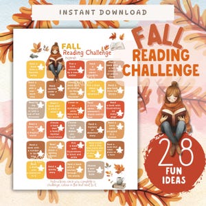 Fall Reading Challenge for Kids, Fun Autumn Checklist, Printable Fall ...