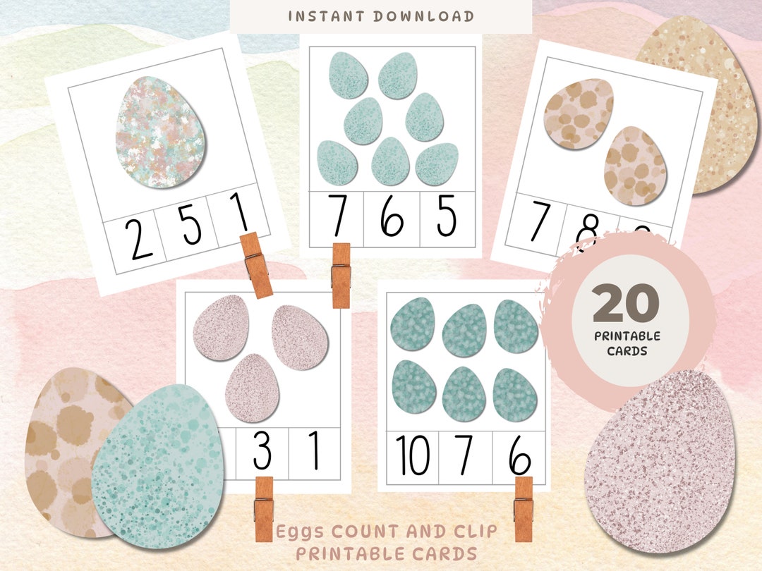 Easter Eggs Count and Clip Cards Number 1-10, Printable Activity Number ...