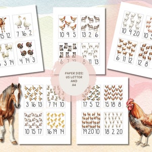 Farm Animals Count and Clip Cards Number 1-20, Printable Activity ...