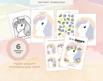 Unicorn Printable Craft, Indoor Preschool Activity, Kids Cut and Glue ...