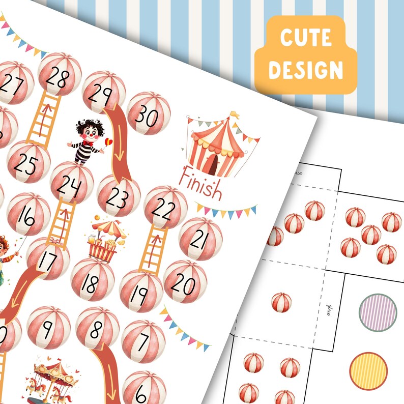 Circus Board Game | Ribbons and Ladders | Simple Printable Family Game ...