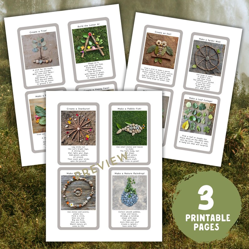 Outdoor Nature Craft Cards for Kids | Loose Parts Play Printable ...