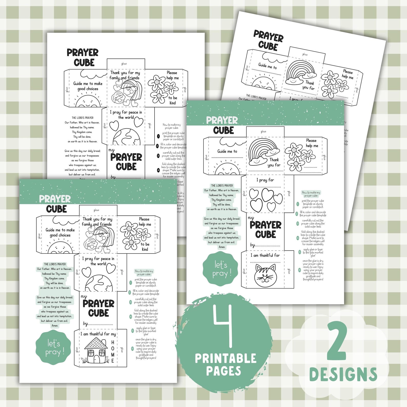 Prayer Cube Coloring Page: Christian Sunday School Craft (PDF) - Etsy