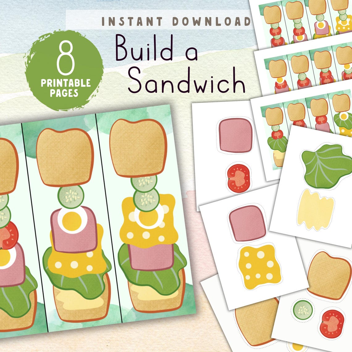 Build a Sandwich Printable: Pretend Play Fine Motor Skills Activity ...