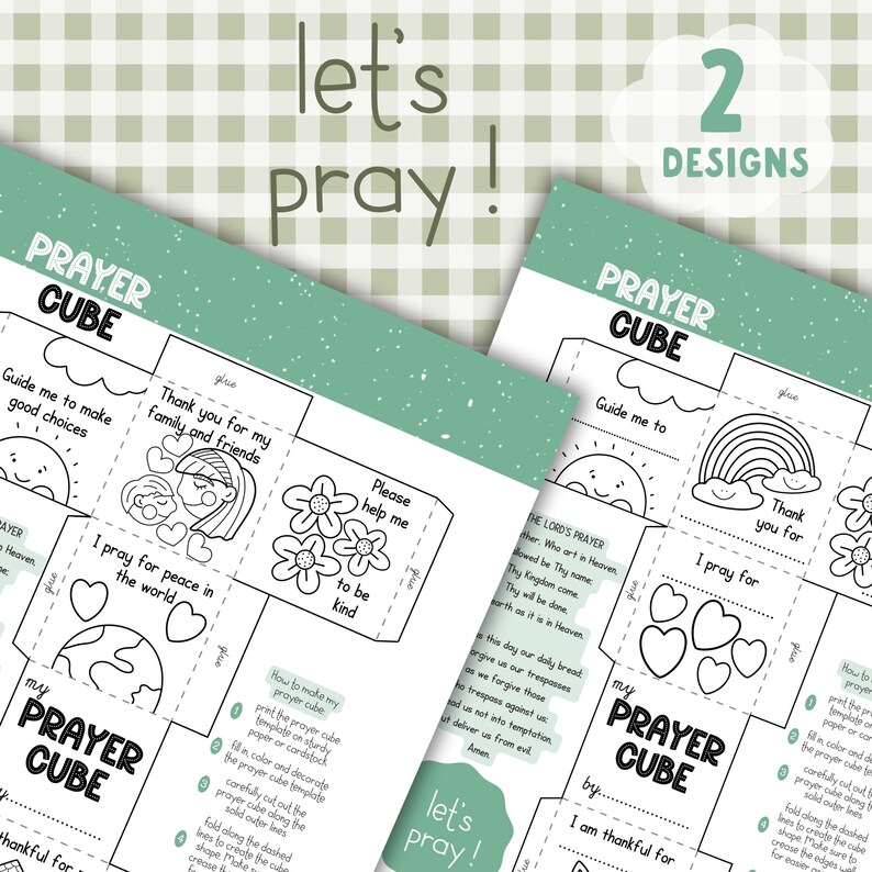 Prayer Cube Coloring Page: Christian Sunday School Craft (PDF) - Etsy