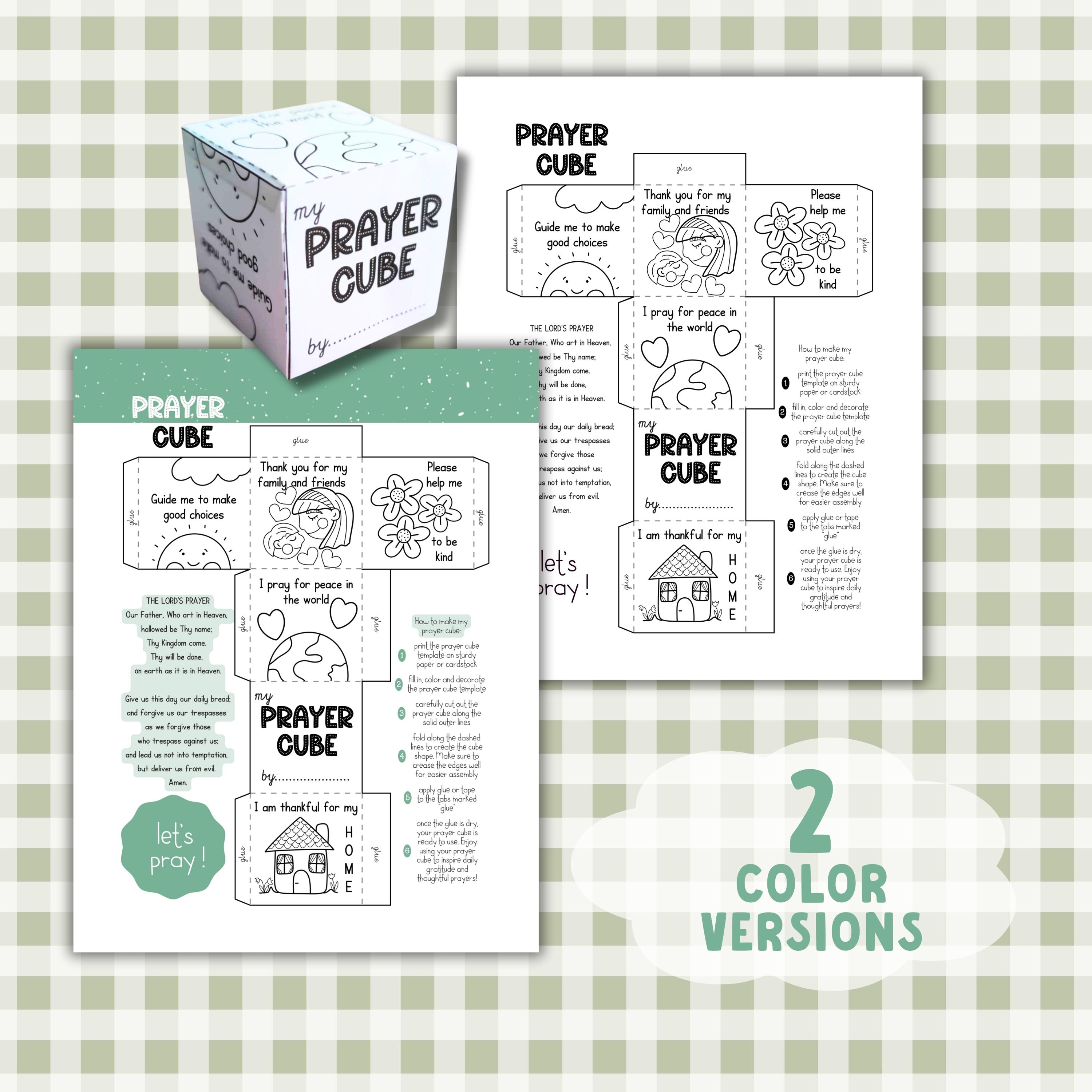 Prayer Cube Coloring Page: Christian Sunday School Craft (PDF) - Etsy
