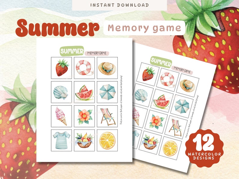 Summer Printable Memory Game for Kids - Fun & Educational Matching ...