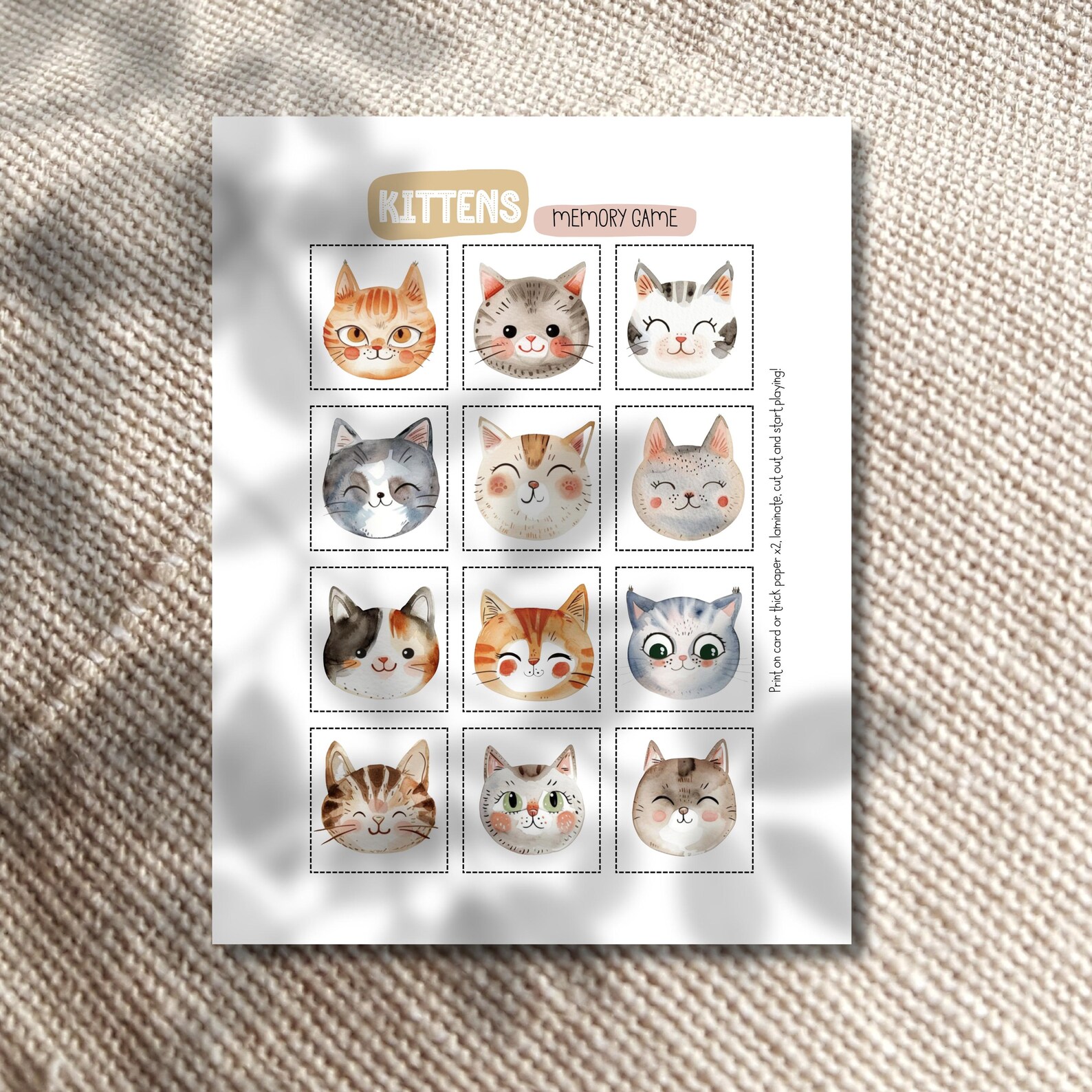Kittens Matching Game Printable | Fun Cat Memory Cards for Kids ...
