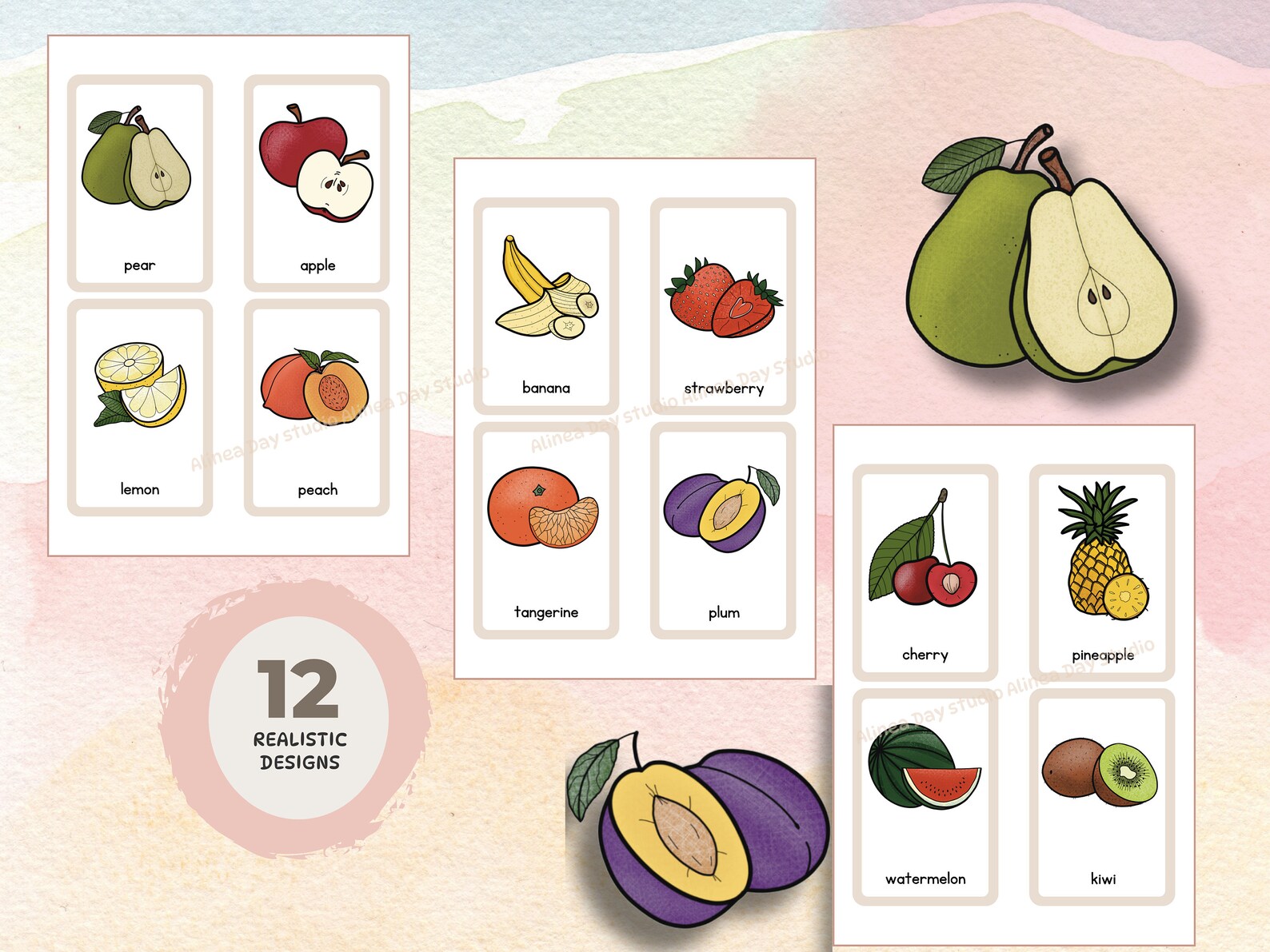 Fruit Montessori Flashcards, PRINTABLE Toddler Vocabulary 3 Part Cards ...