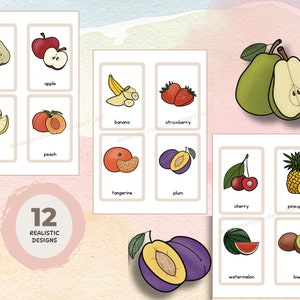 Fruit Montessori Flashcards, PRINTABLE Toddler Vocabulary 3 Part Cards ...