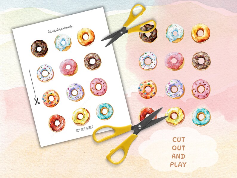 DONUTS Busy Book Page, Toddler Pattern Matching Game, Puzzle Game ...