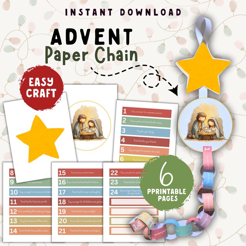 Advent Paper Chain Craft for Kids: Christian Prayer Activity DIY ...