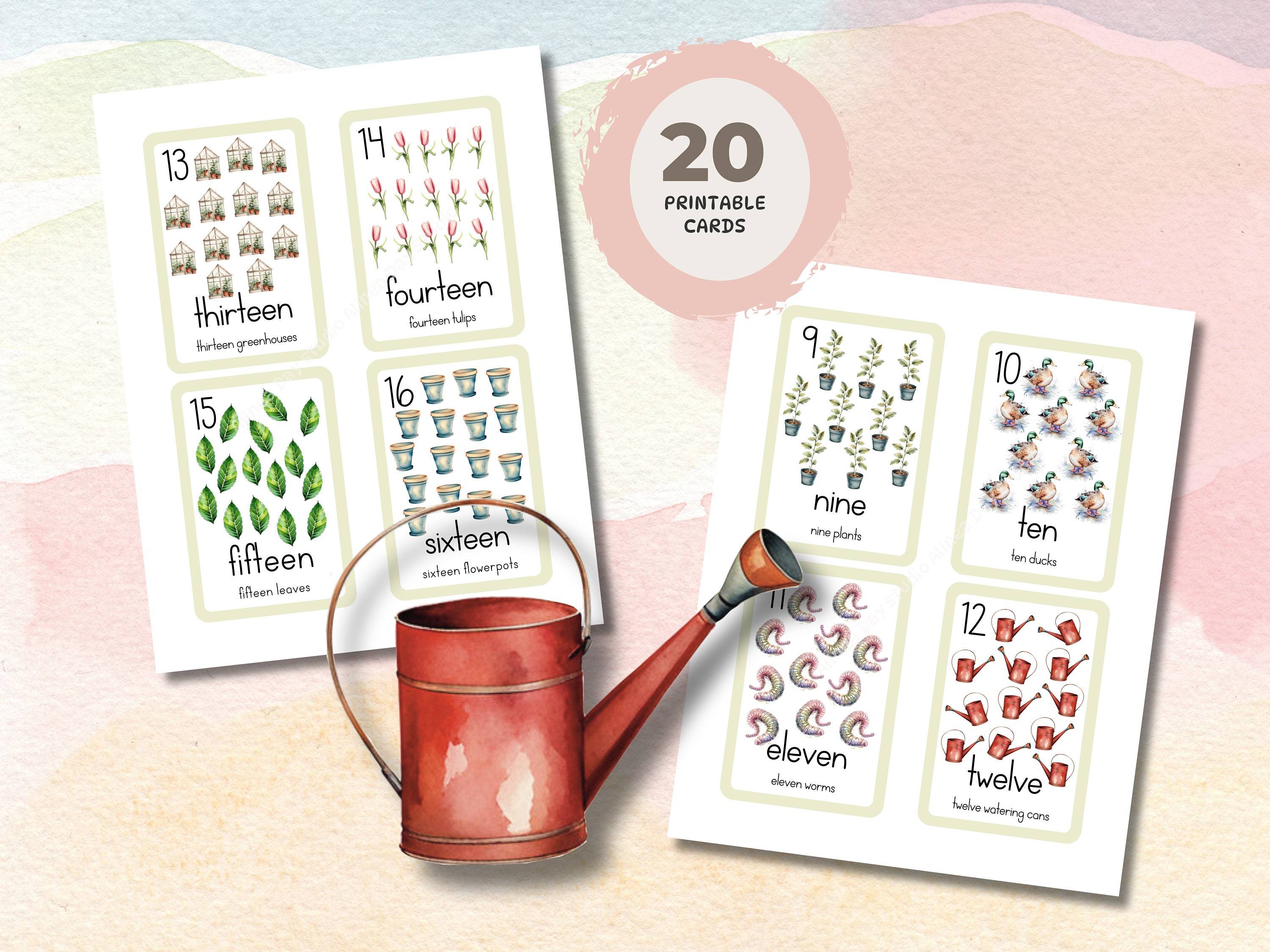 1-20 Garden Counting Cards, Printable Activity Number Cards, Early ...