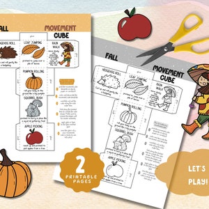 FALL Movement Cube, Printable Autumn Movement Activity, Excercise ...