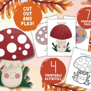 Mushroom Nature Activity Pages for Toddlers, Printable Preschool ...