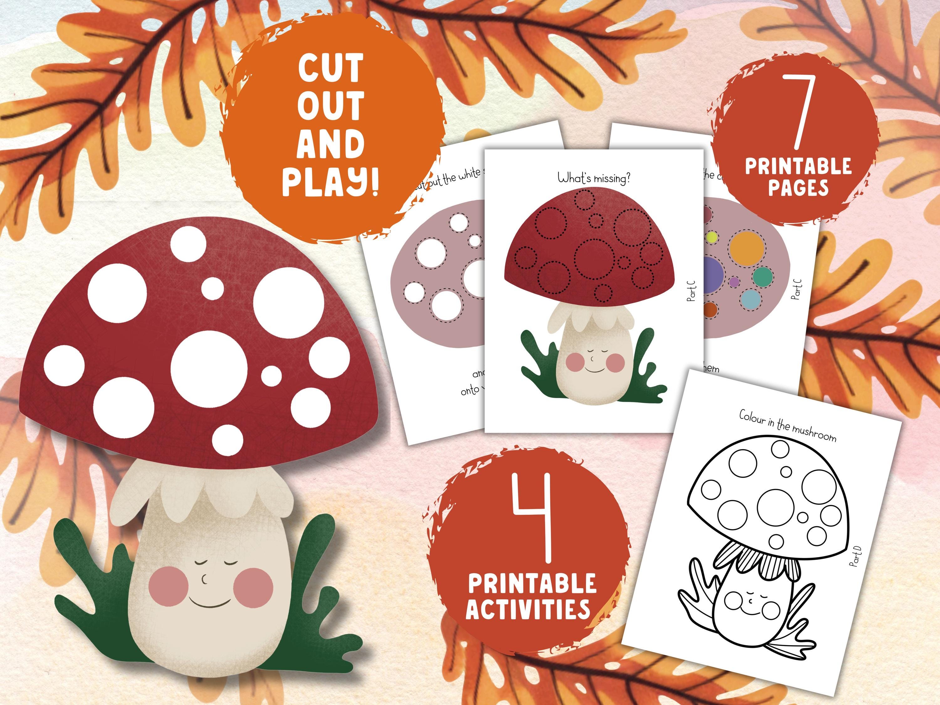 Mushroom Nature Activity Pages for Toddlers, Printable Preschool ...