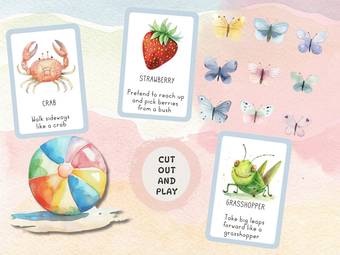 SUMMER Movement Cards, Summer Flash Cards, Calming Corner Activity ...
