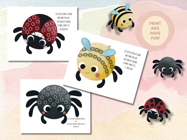 Summer Craft Printable Ladybug, Bee, Spider , Scissors Skills, Nature ...