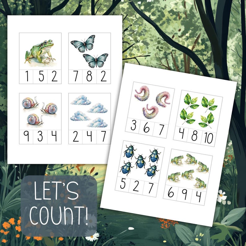 Spring Nature Walk Count & Clip Cards 1-10 Montessori Printable Numbers ...