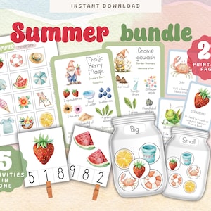 SUMMER Bundle 5 in 1, Printable Set, Movement Cards, Size Sorting Jars ...