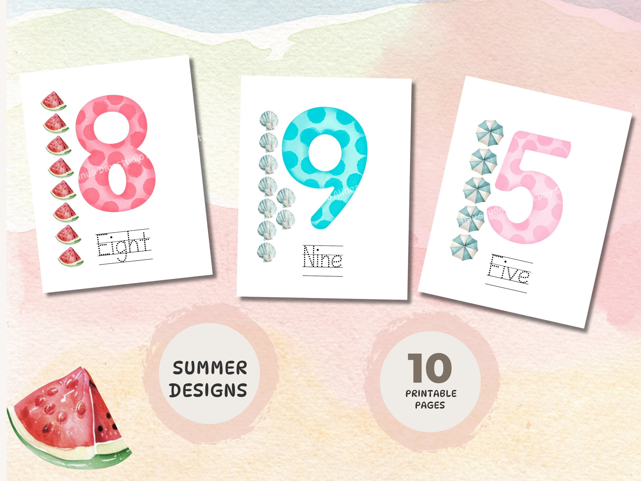 SUMMER Classroom Decoration Numbers 1-10, Early Counting Classroom ...