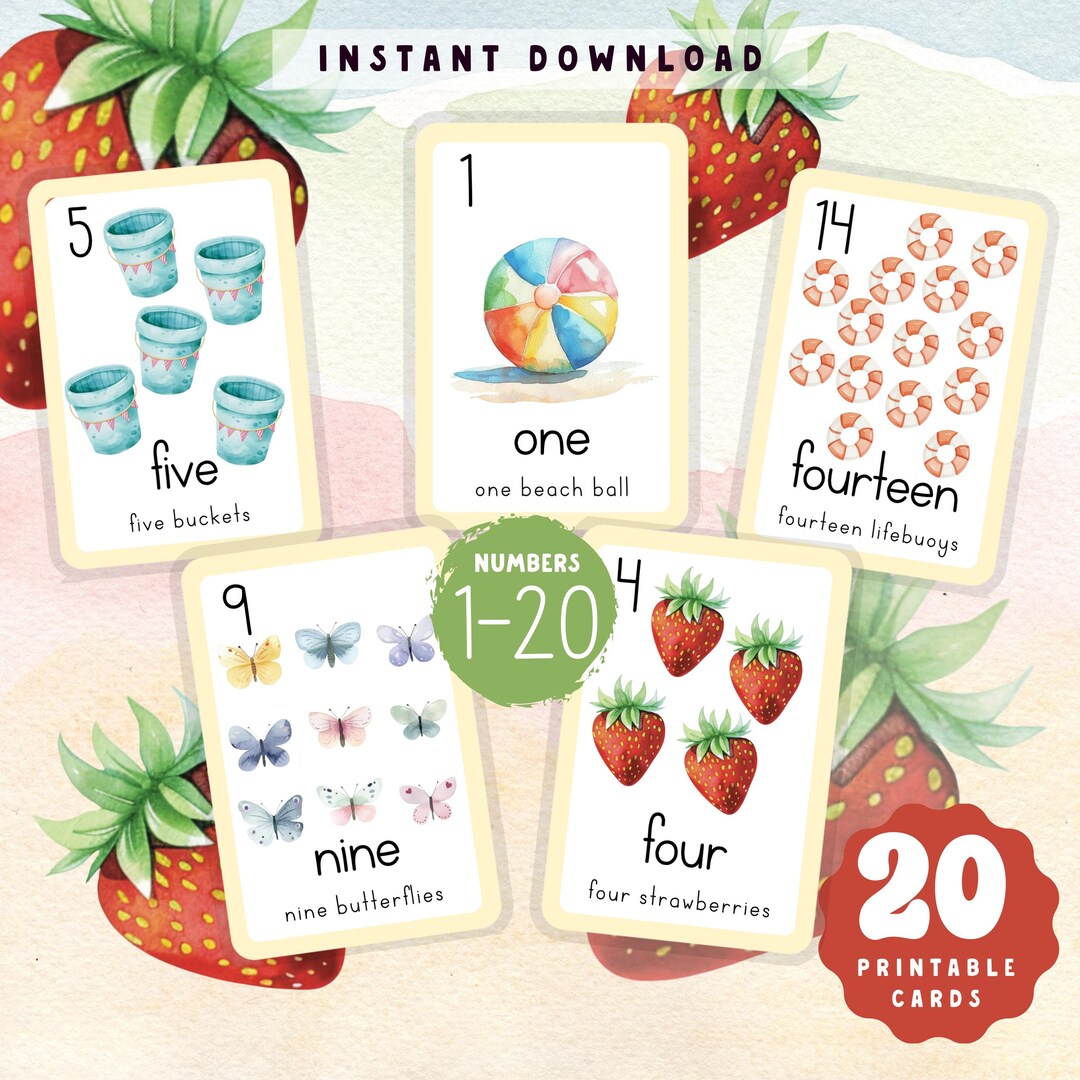 1-20 Summer Counting Cards | Printable Montessori Nature Numbers ...