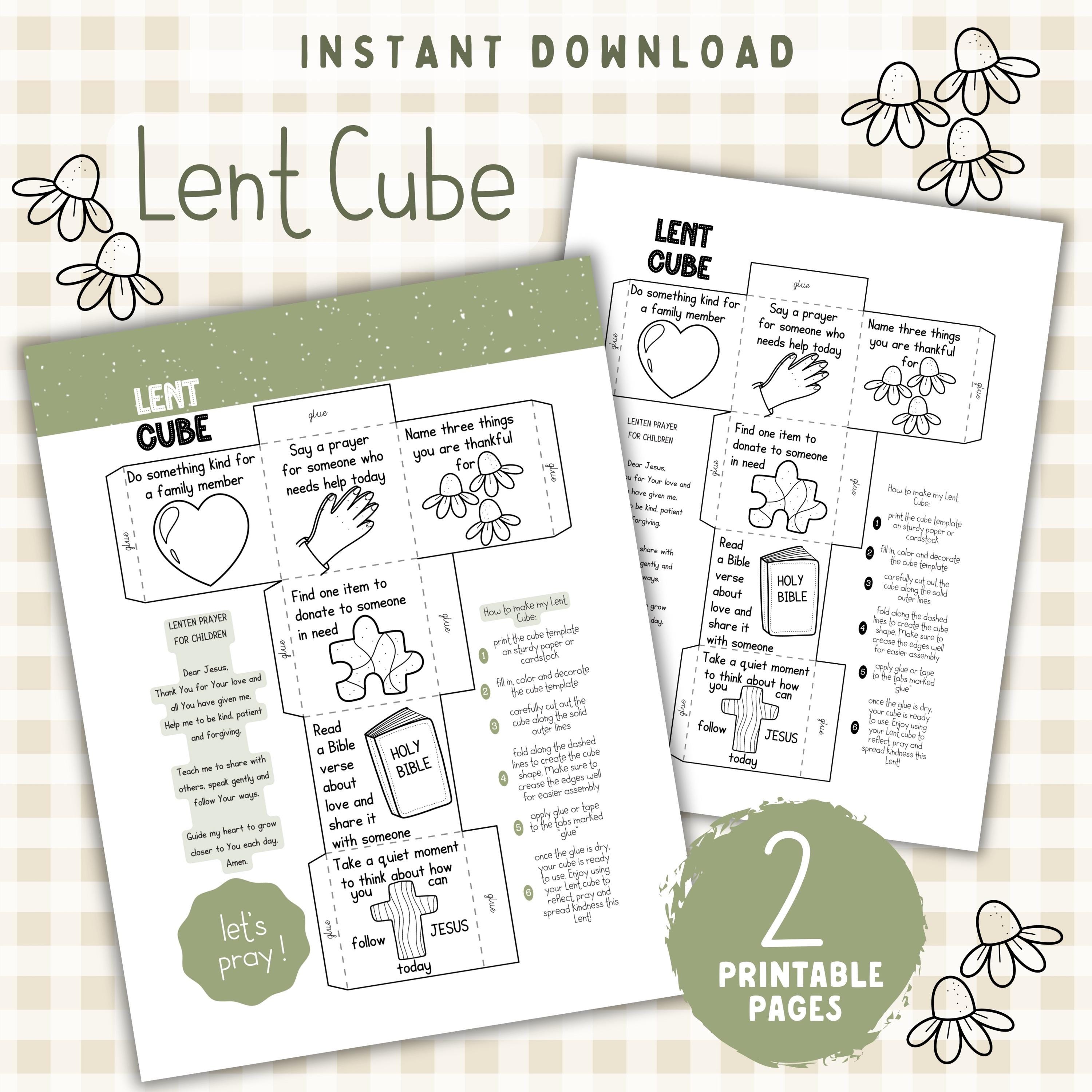 Lent Prayer Cube Coloring Page: Christian Sunday School Activity ...