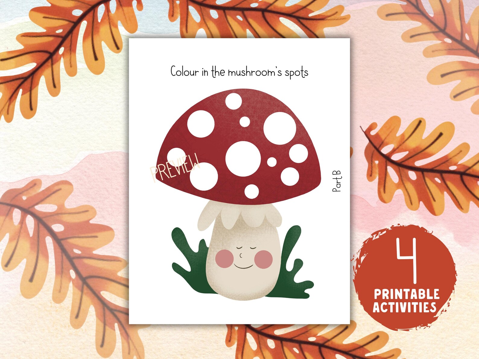 Mushroom Nature Activity Pages for Toddlers, Printable Preschool ...