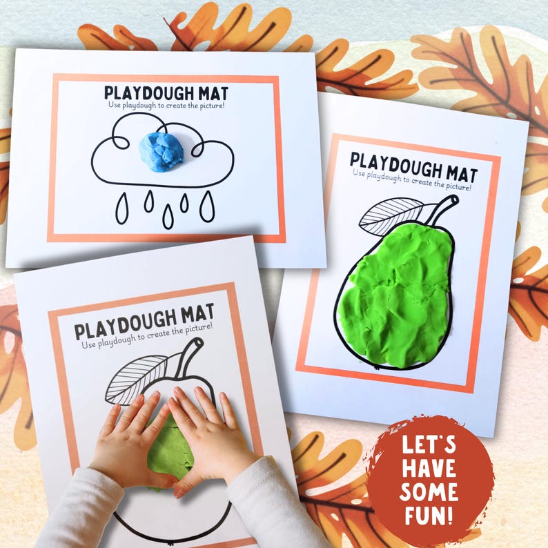 Fall Playdough Mats for Kids Printable Autumn Sensory Activity Sensory ...
