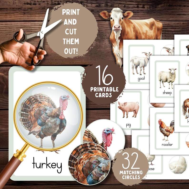 Farm Animals Pattern Matching Cards: Montessori Nature Game (PDF) - Etsy