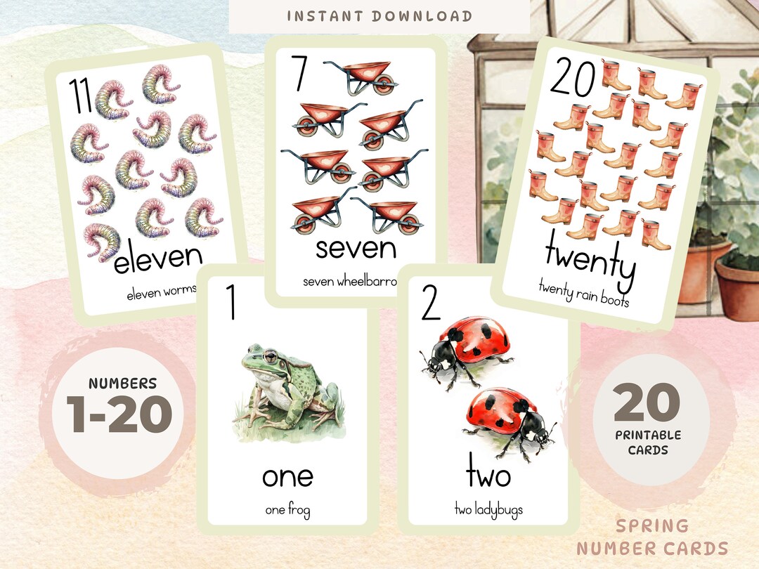 1-20 Garden Counting Cards, Printable Activity Number Cards, Early ...