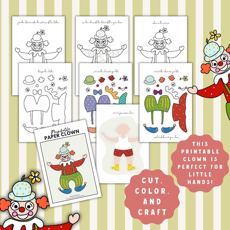Clown Paper Doll Printable Craft: Dress-up Activity (PDF) - Etsy