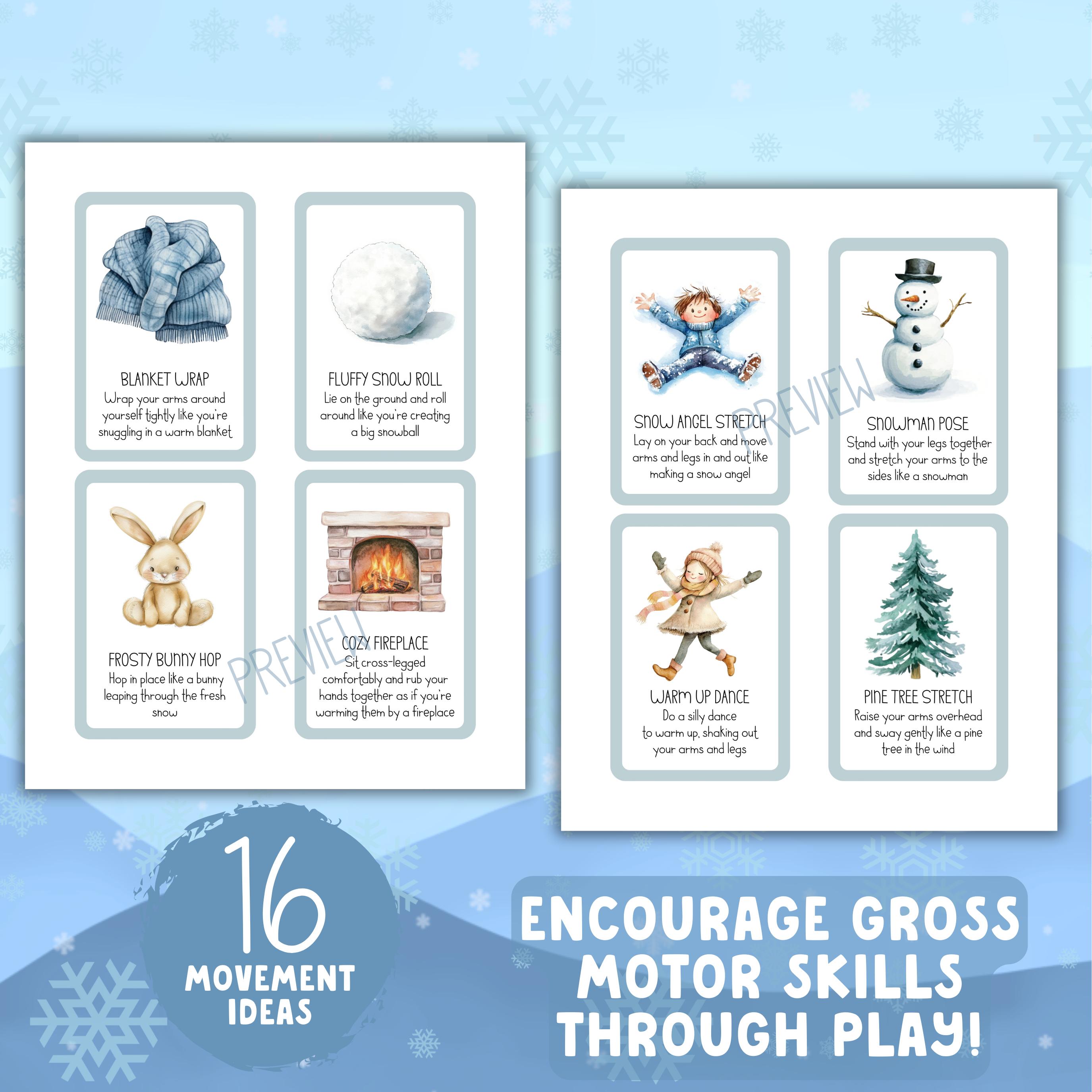 Winter Movement Cards for Kids: Action Game Indoor Gross Motor Activity ...