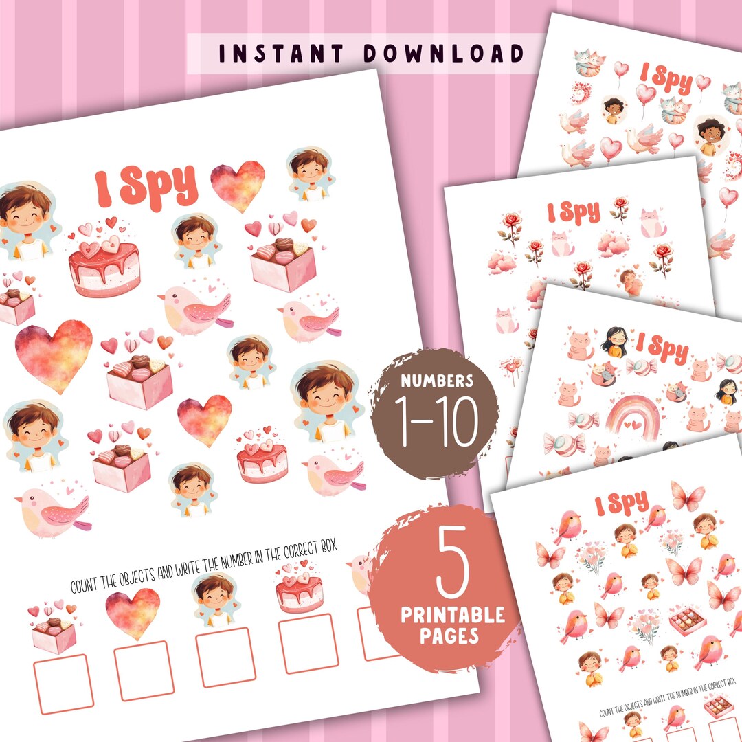 I Spy Valentine's Day Worksheets Numbers 1-10 | Fun Printable Activity ...