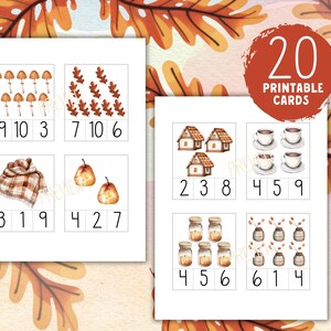 FALL Count and Clip Cards Number 1-10, Autumn Printable Activity Number ...