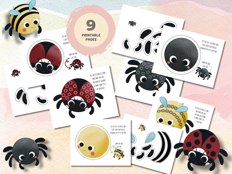 Summer Craft Printable Ladybug, Bee, Spider , Scissors Skills, Nature ...