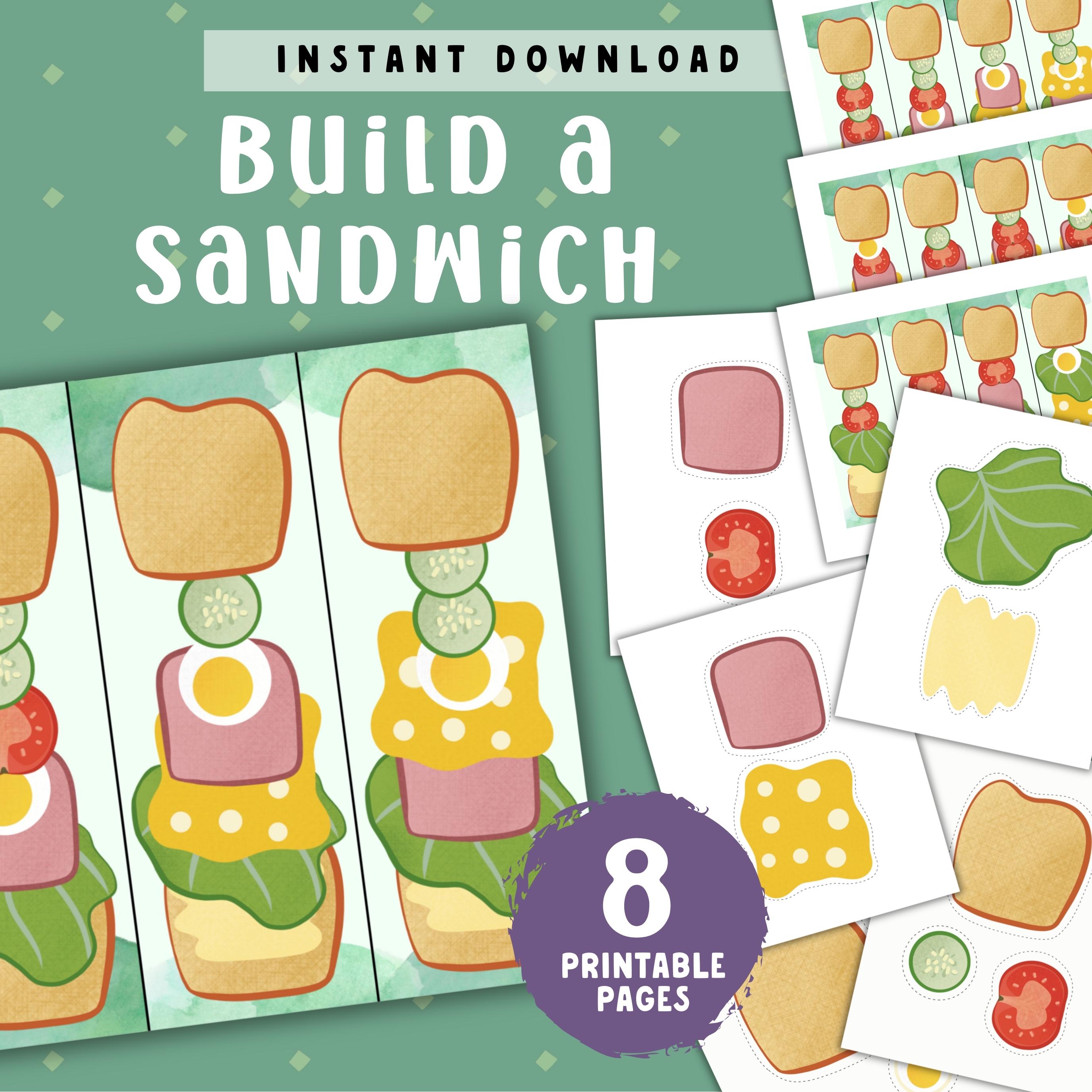 Build a Sandwich Printable: Pretend Play Fine Motor Skills Activity ...