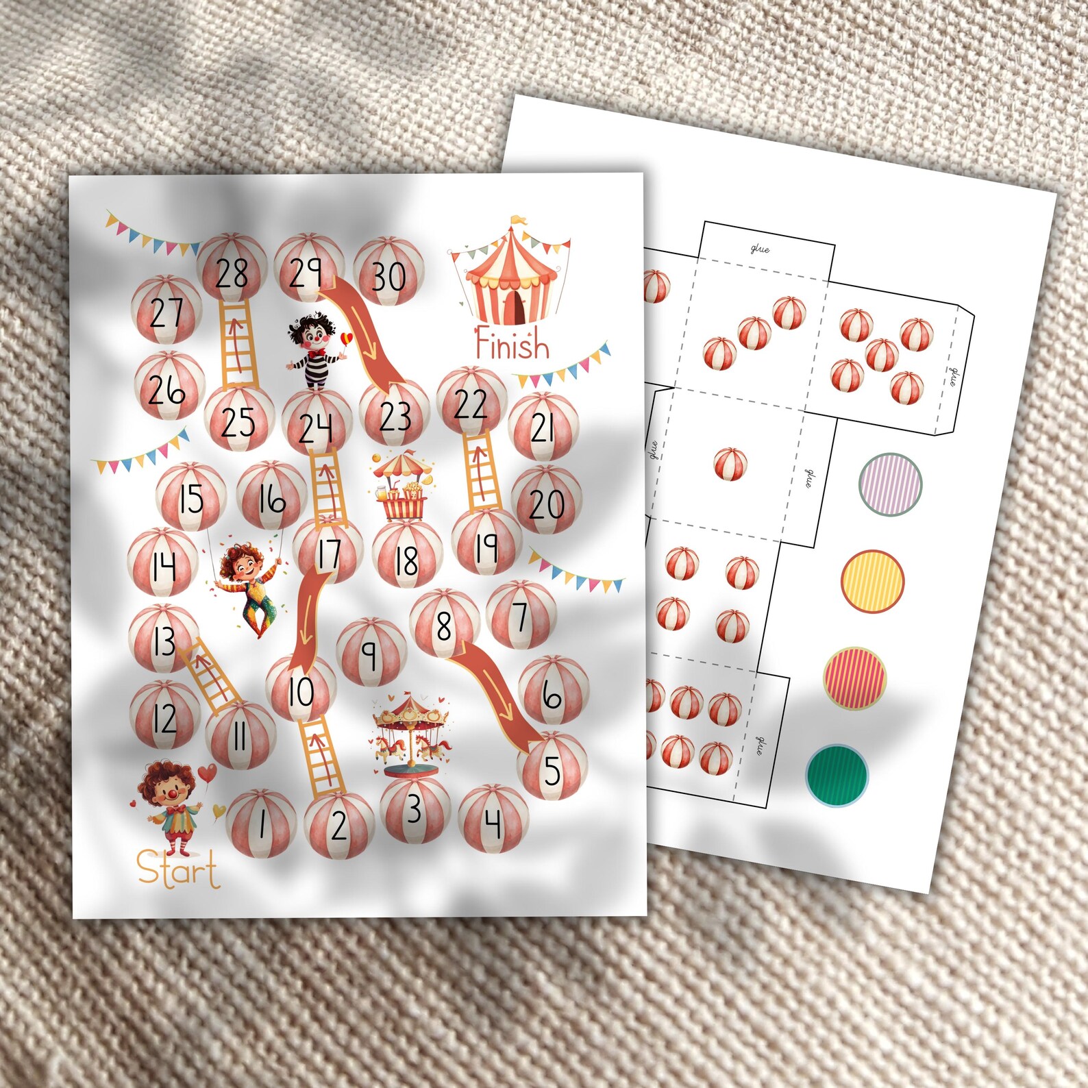 Circus Board Game | Ribbons and Ladders | Simple Printable Family Game ...